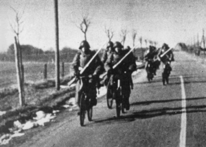 Danish Bicycle Regiment soldiers cycling to the front on the day ...