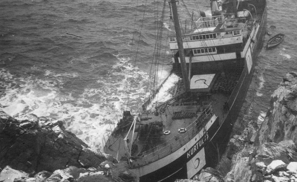 Turkish cargo ship SS Kurtulus before sinking in the Marmara Sea, 1942 ...